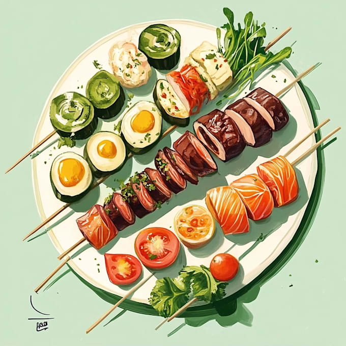Make detailed food cartoon illustration for you by Madelynbell1 | Fiverr