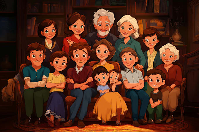 Design a professional disney family portrait by Dashemar | Fiverr