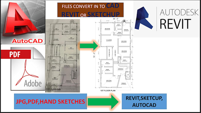 Design and convert 2d floor plan from pdf to autocad revit by ...