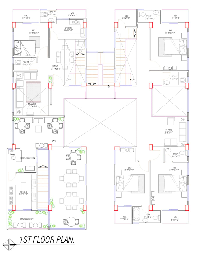 Design autocad 2d floor plan architectural floor plan by Kazi786786 ...