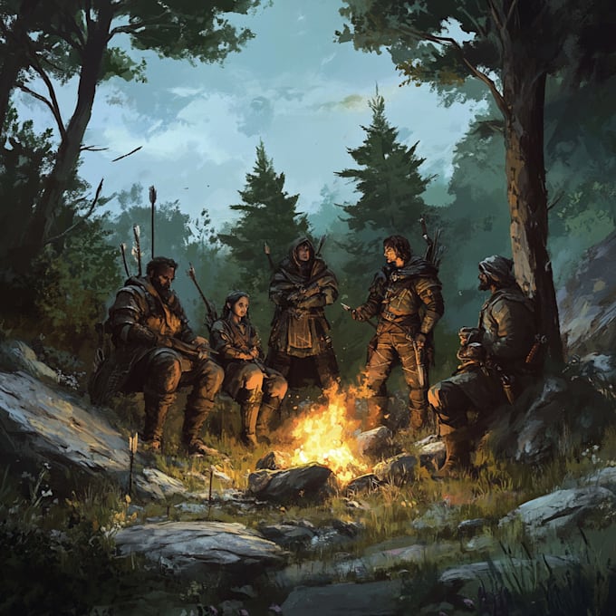 Draw a character design, dnd party, oc art, dnd character by Heizeu ...