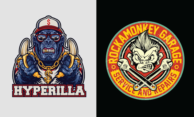 Make emblem monkey gorilla logo and mascot style by Tukdesk | Fiverr