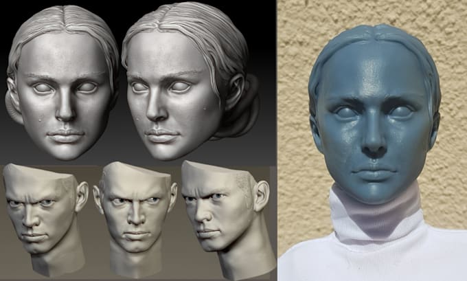 Sculpt printable 3d head model, bust up, realistic face portrait from ...