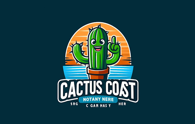 Create modern cactus coast mascot logo in hand drawn for you only 18 ...