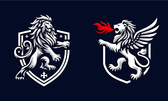 Design professional heraldic animal crest and sports team emblem logo ...