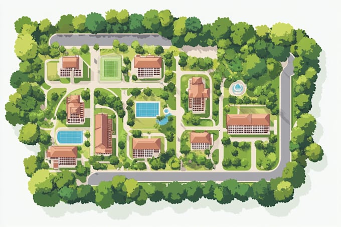 Draw vector site plan or map illustration for real estate property by ...