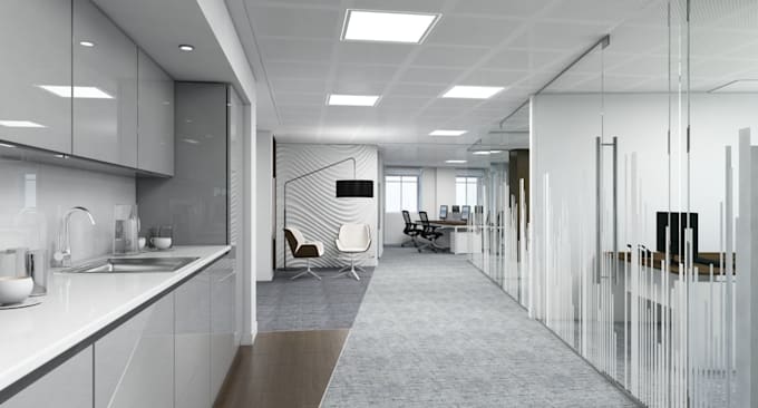 Home office interior, workspace model, cgi office room design, revit ...