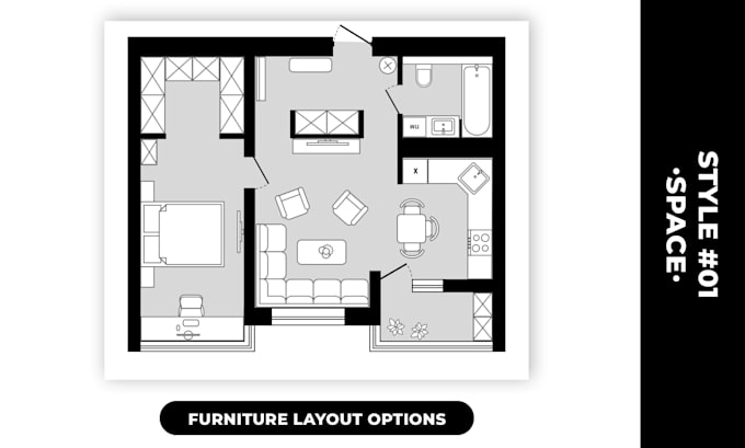 Redraw your floor plan into a visually appealing layout by Bomk_d | Fiverr