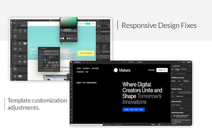 Address and fix webflow website design, edit webflow template, responsive issues by Arbisuit ...
