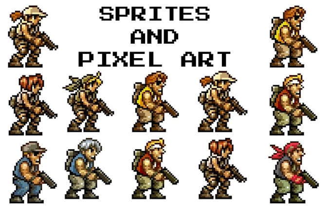 Draw 2d pixel retro game art character design pixel sprite sheet based ...