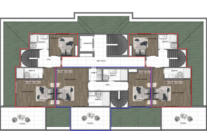 Design vibrant and detailed colored floor plans by Ozkanarc | Fiverr
