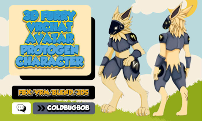 Furry vrchat avatar, furry unity vtubing model, protogen, 3d nsfw ...