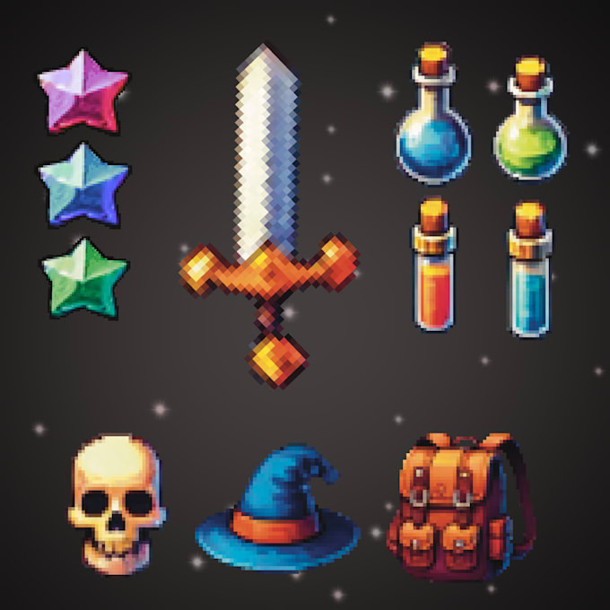 Create 2d pixel art for games, including assets, props, icons, objects by Aranariiii | Fiverr