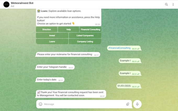 Create a telegram chat bot for you by Meteoraworks100 | Fiverr