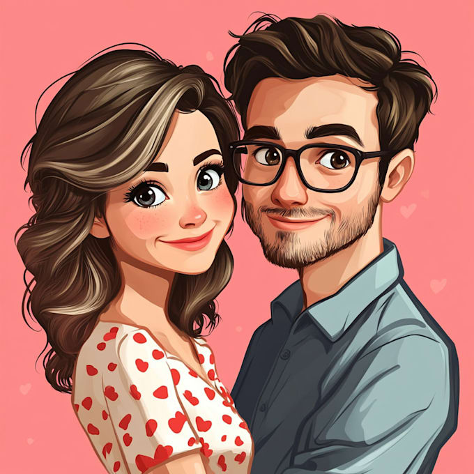 Draw romantic couple portrait illustration from your photo by ...