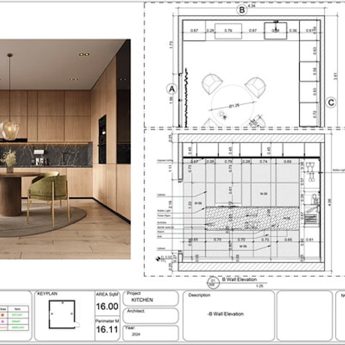 Do shop drawing, 3d drawing , kitchen cabinet, interior design, 3d ...