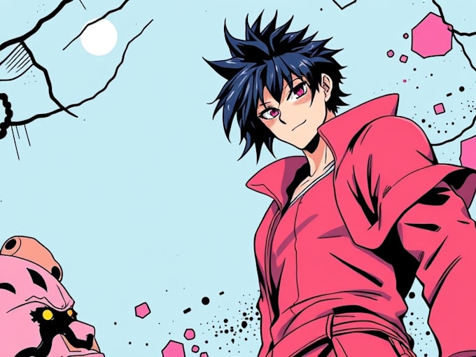 Draw comic book page anime manga graphic novel cover page character ...