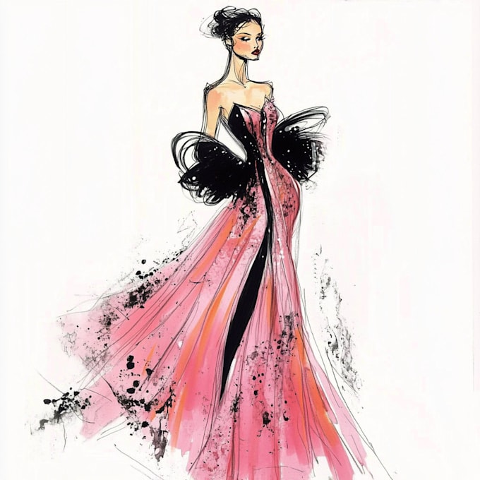 Draw an fashion illustration, editorial, sketch by Luskozph | Fiverr