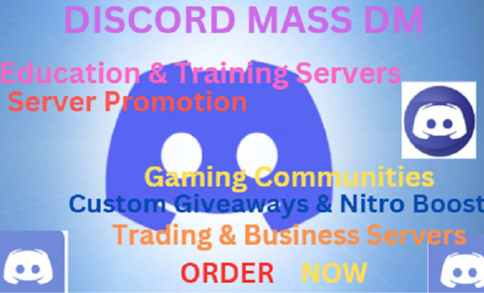 Do discord mass dm bot, discord mass dm, discord server promotion by Anjolapraise | Fiverr