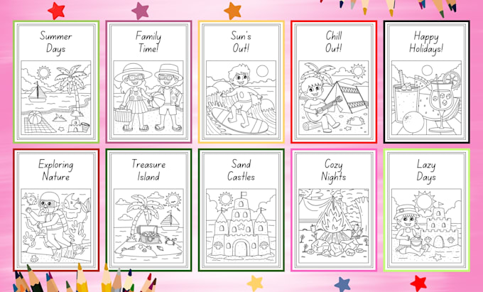 Draw coloring book pages, svg, bold and easy coloring book for kids and ...