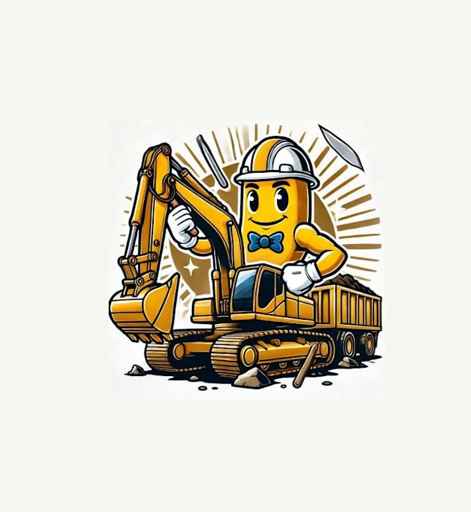 Design excavator heavy equipment construction mascot logo with express ...