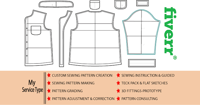 Create custom apparel sewing pattern maker, cad grading, dxf, pdf for ...