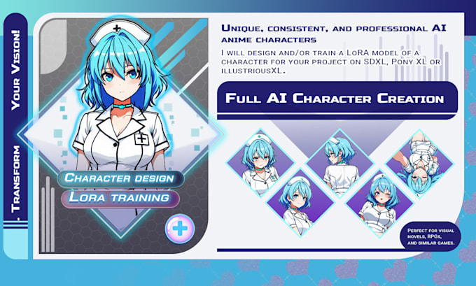 Train and design a lora for your game or visual novel by Houdiniai | Fiverr