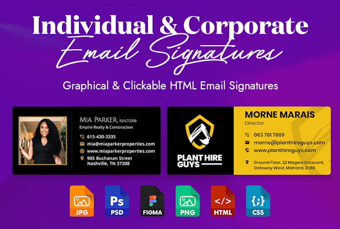 Design clickable html graphical email signature by Ubaidchohan | Fiverr