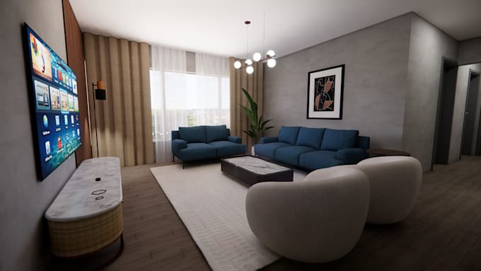 Create 3d interior design in sketchup and enscape by Saraalsayyad | Fiverr