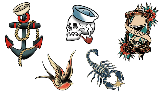 Draw old school style tattoo by Alprimanda | Fiverr