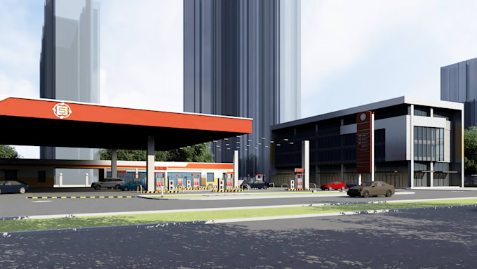 Model render supermarket, gas station commercial project by Evazambakks ...