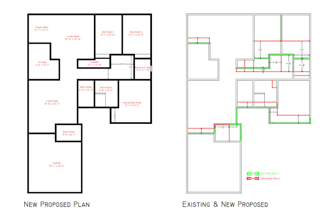 Remodel ground floor plan, elevation plan, remodel bedroom apartment ...