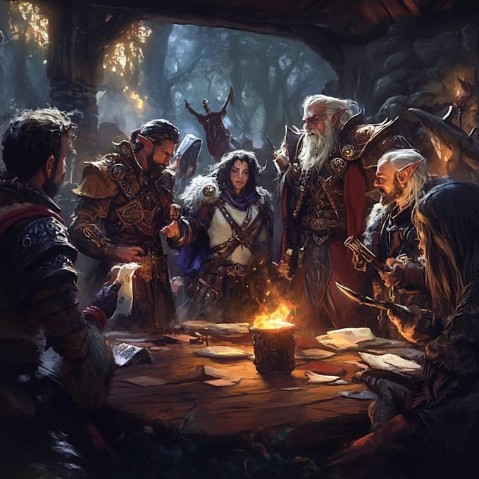 Draw fantasy or dnd party illustration by Evectacus | Fiverr