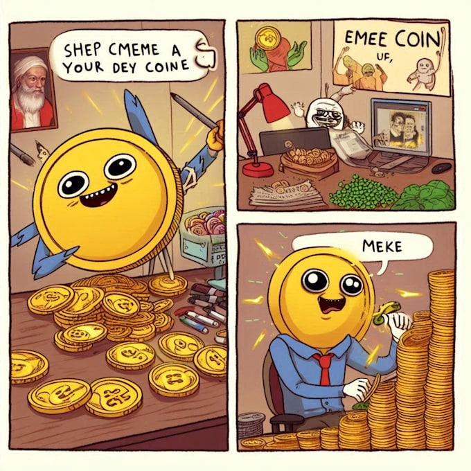 Make meme coin art and meme posts for your meme coin by Jagoogoneo | Fiverr