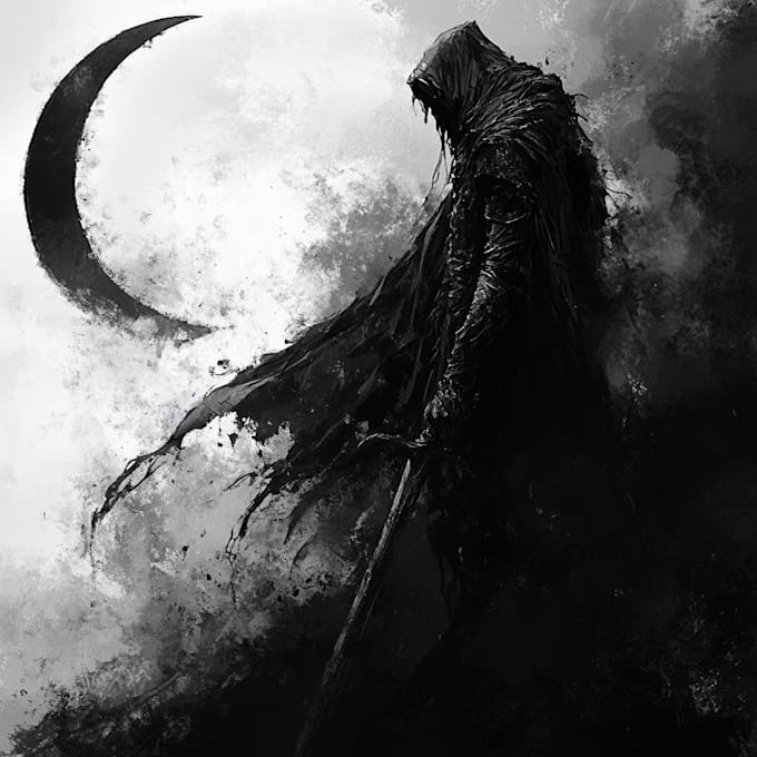 Do gore black and white dark fantasy horror illustration by Kizkeshin ...