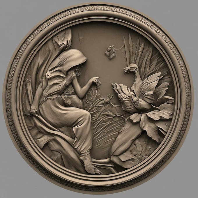 Do 3d bas relief 3d cnc design dxf zbrush 3d coin model medallion bas ...