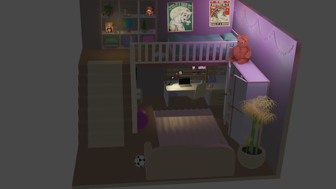 Create cute 3d isometric room designs by Albinnaa_ | Fiverr