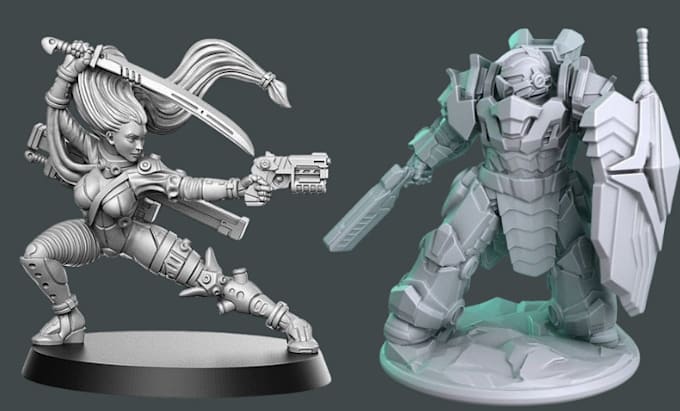 Design realistic 3d character model for printing toy dnd miniature ...