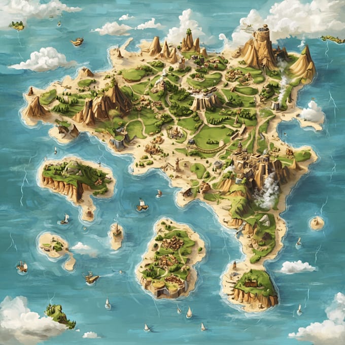 Illustrate custom or vector map, rpg map for game by Prylenat | Fiverr