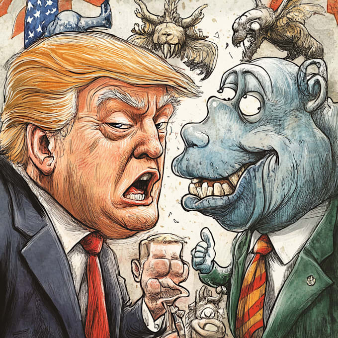Draw political cartoon and caricature by Shealynnken | Fiverr