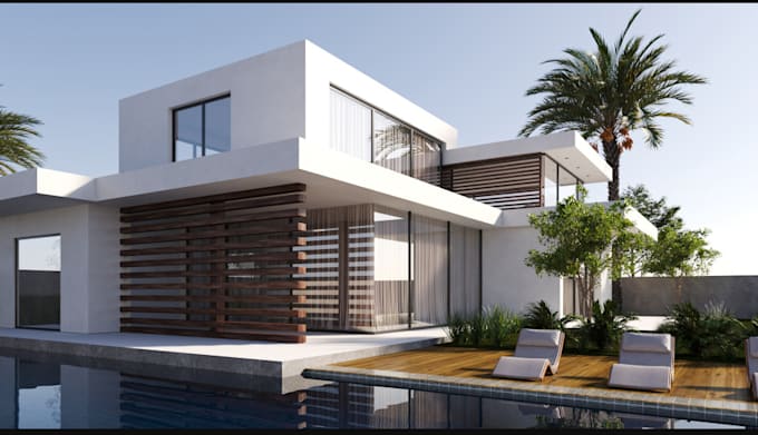 Rebuild luxury villa, render apartment elevation, modern interior ...