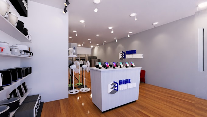 Design high end showroom interiors with 3d visualization by Nishsandu ...