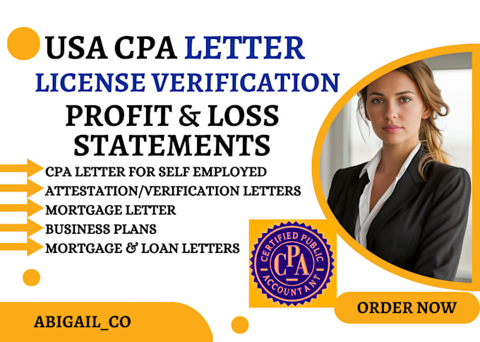 Provide us cpa letter cpa verification letter cpa comfort letter profit ...