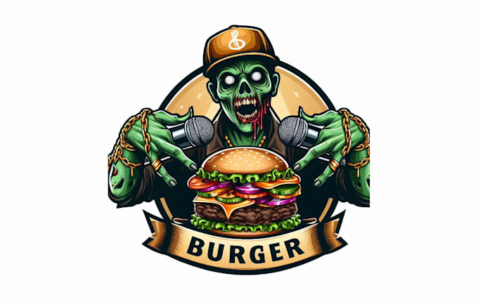 Create rapper zombie burger mascot logo for your company by Rosanna ...