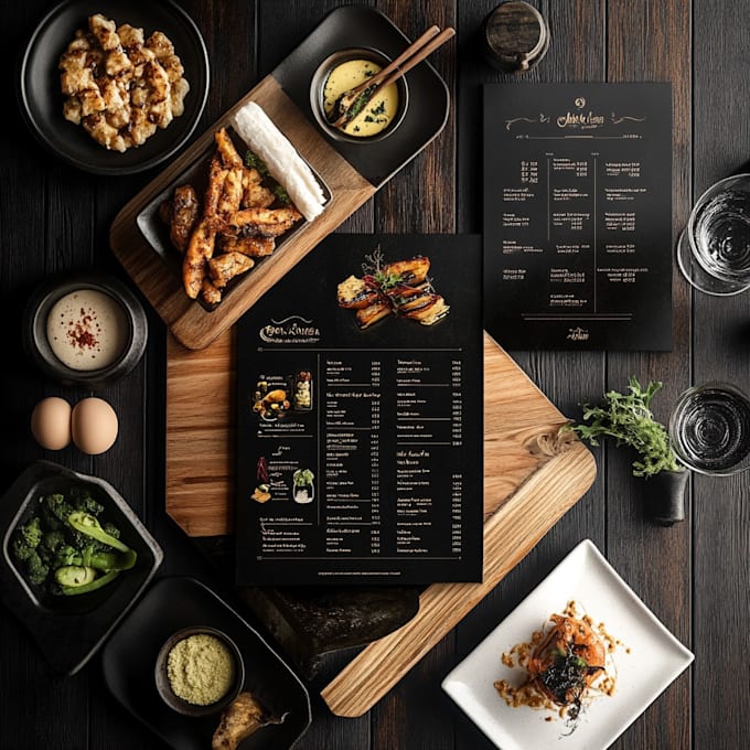 Do a modern restaurant menu design, food menu and menu board by ...