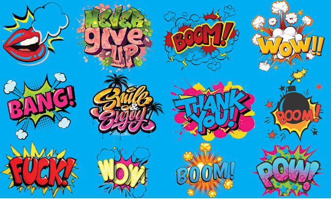 Design comic text, comic logo, words, pop art, and slogan by ...
