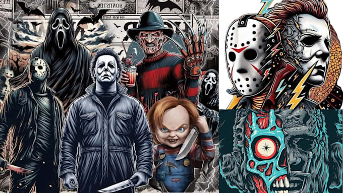 Draw 70s 80s horror movie music album cover art mixtape dark art poster ...