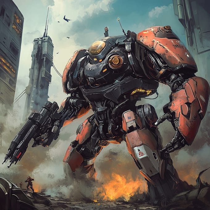 Draw unique mecha robot art for you by Coocaphin | Fiverr