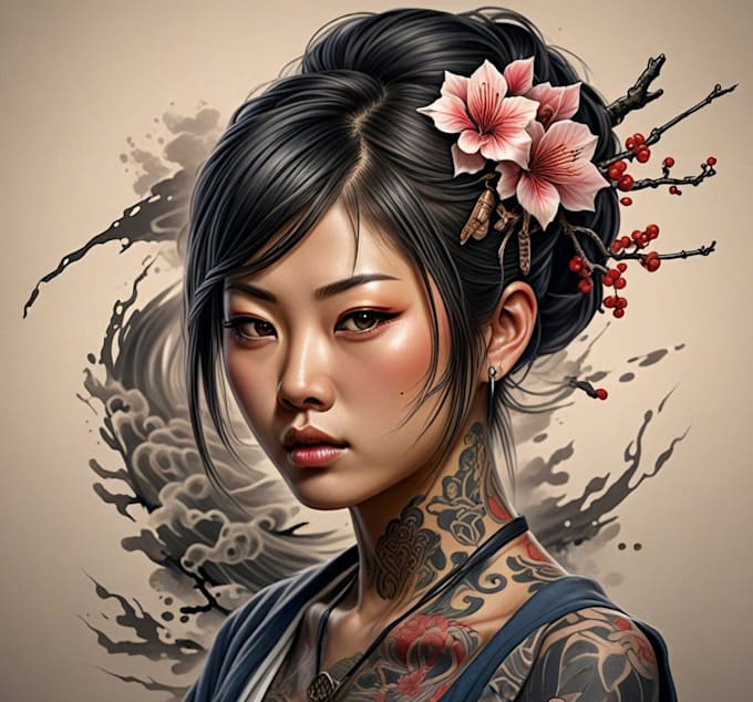 Design a japanese henna mask tattoo for you by Komodyp | Fiverr