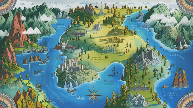 Make a 3d game map, vector, rpg or dnd map, isometric, fantasy map ...